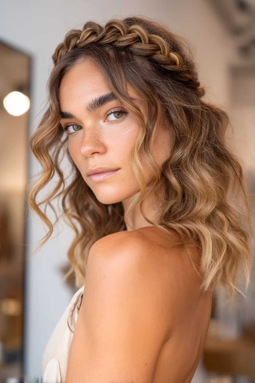 Elegantes Locken Frisur Mittellanges Haar Ebenbild